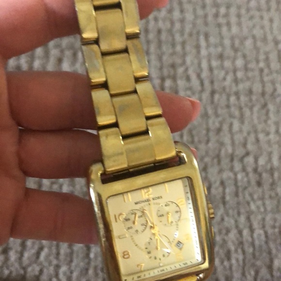 Michael Kors | Jewelry | Michael Kors Square Face Gold Watch Mk5436 W ...